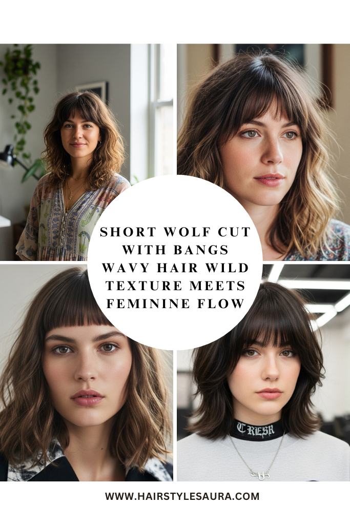 Short Wolf Cut with Bangs Wavy Hair – Wild Texture Meets Feminine Flow
